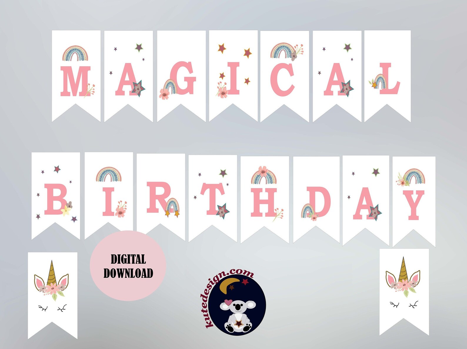 Unicorn Banner, Printable Birthday Banner, Unicorn Birthday, Girl ...