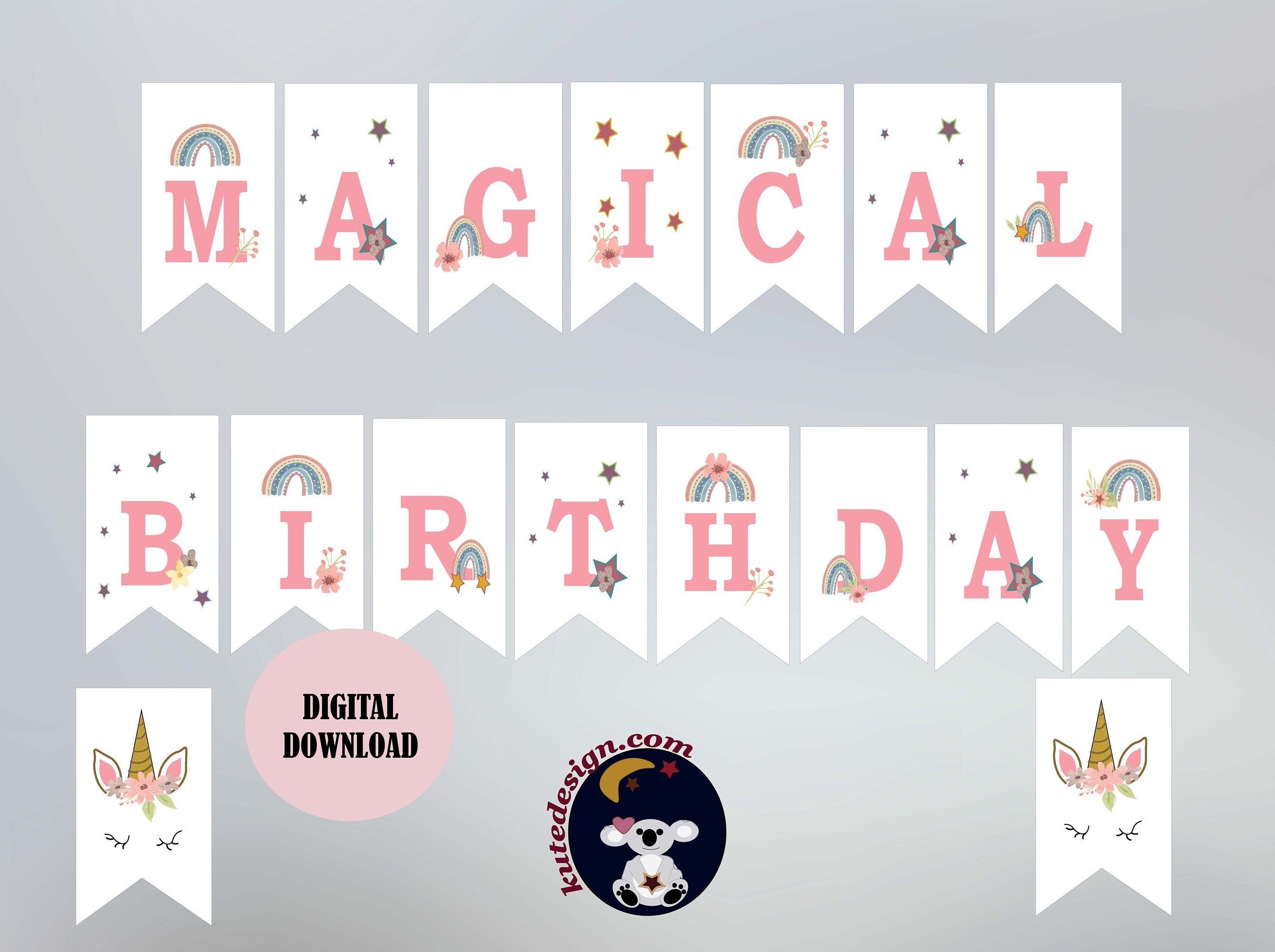Unicorn Banner, Printable Birthday Banner, Unicorn Birthday, Girl ...