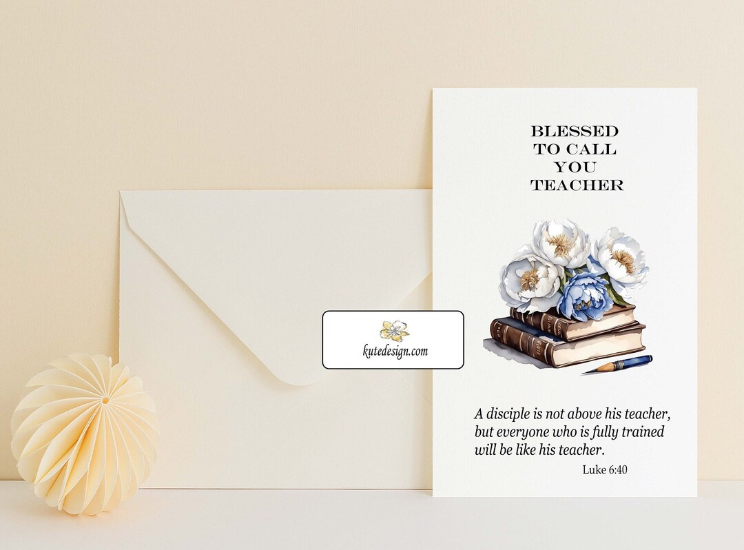 Printable Teacher Appreciation Card, Teacher Thank You Card, Spiritual ...