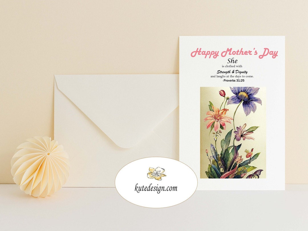 Christian Mother's Day Card, Printable Mother's Day Card, Proverbs 31: ...
