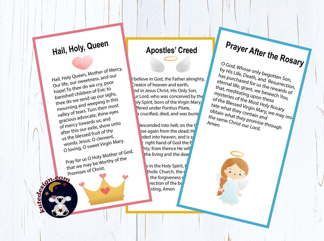 How to Say the Rosary Prayer Cards, Children's Printable Rosary Cards ...