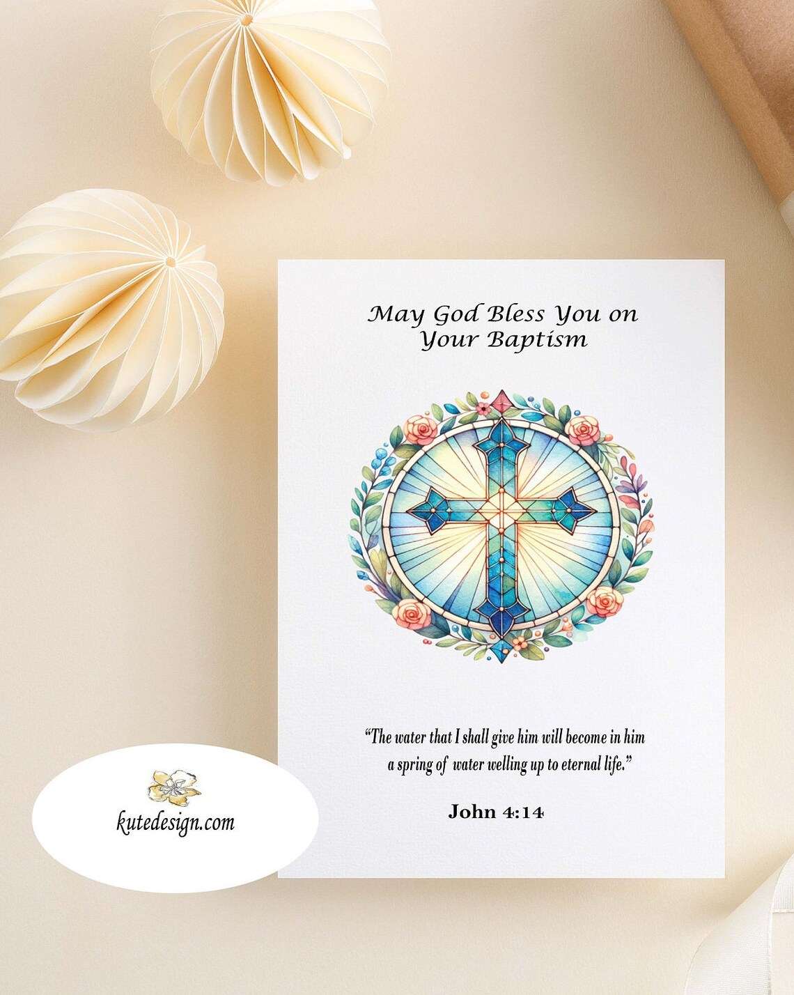 Printable Baptism Card, Instant Download, Baptism Scripture Card ...