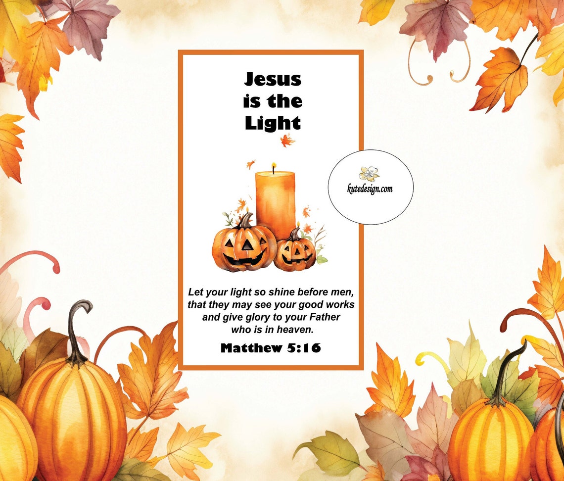 Printable Christian Halloween Scripture Cards, Scripture Handouts ...