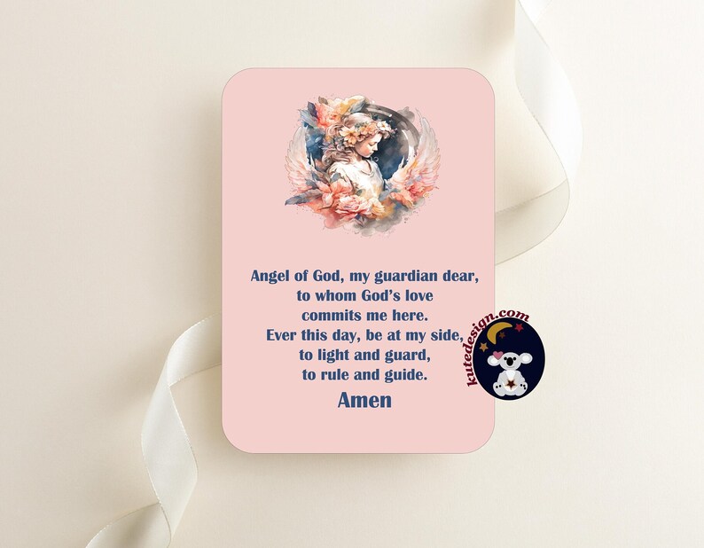 Printable Prayer Card, Digital Download, Catholic Prayer Card, Angel of ...