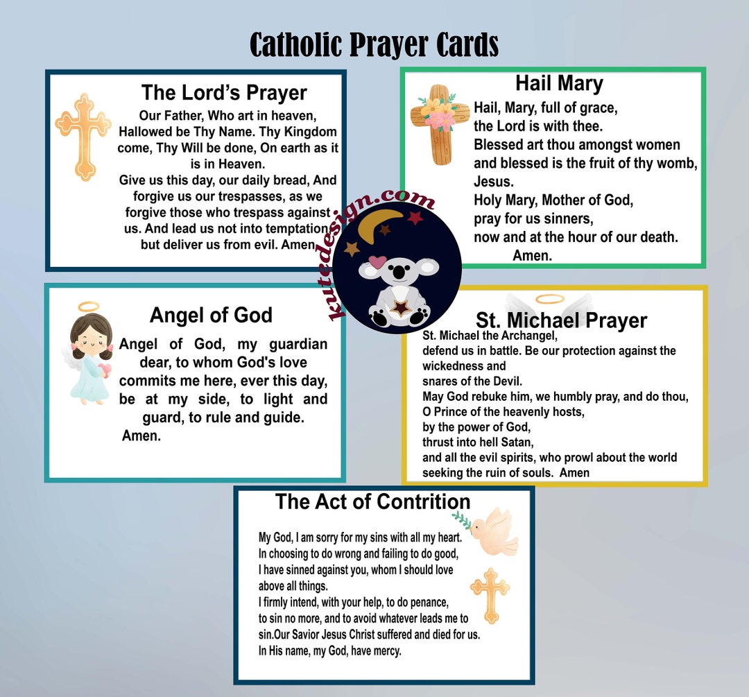 Catholic Prayer Cards Common Catholic Prayers Printable - Etsy