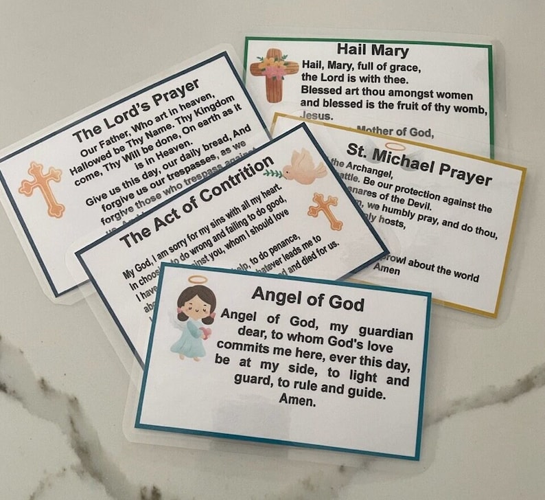 Laminated Prayer Cards, Catholic Prayer Cards, Prayer Cards for Kids ...