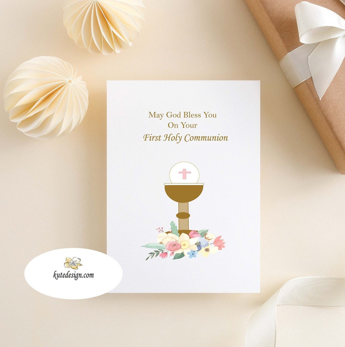Printable First Holy Communion Card, Girl First Communion Card, Digital ...