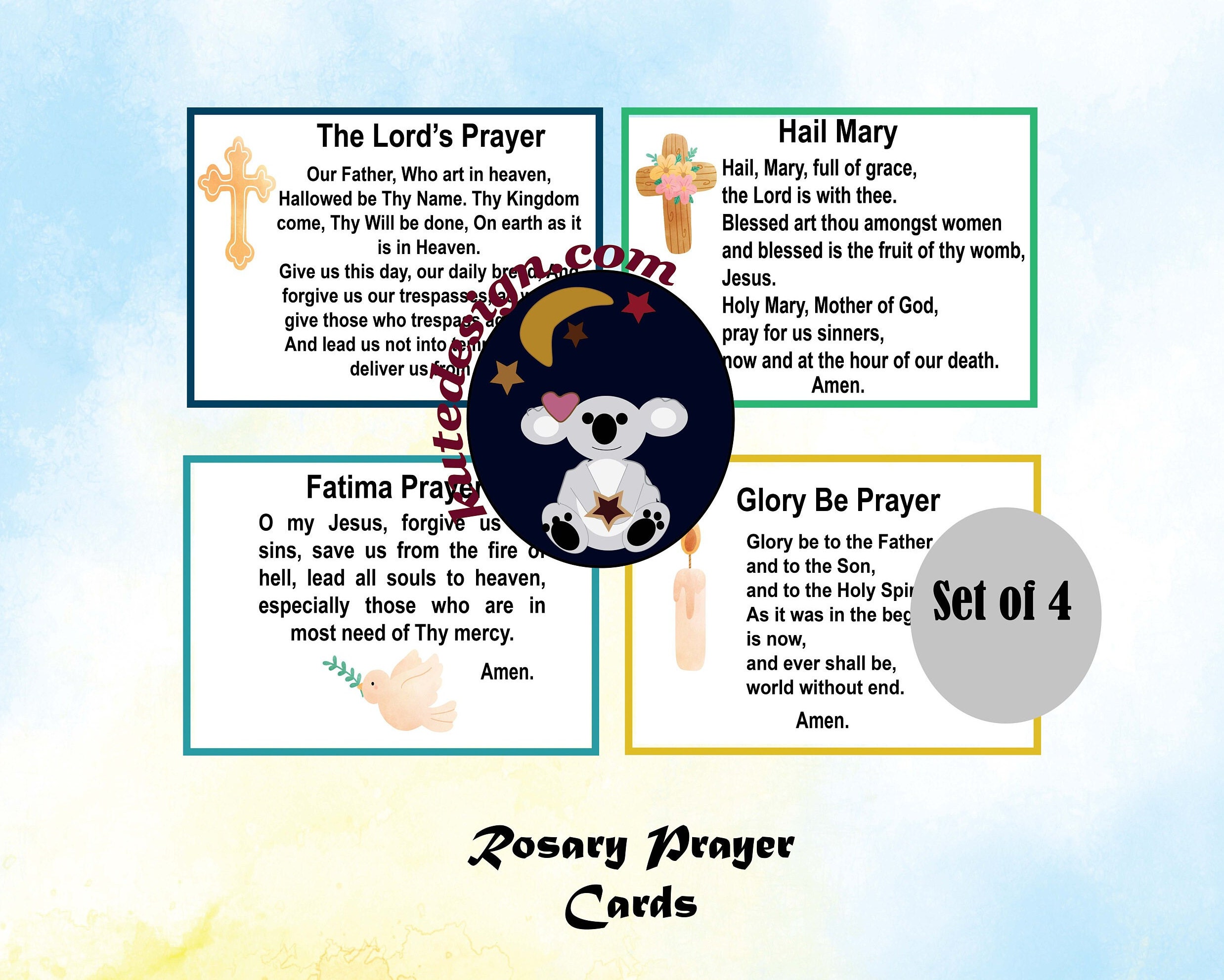 Catholic Prayer Cards, Rosary Prayers for Children, Kid Prayer Cards ...