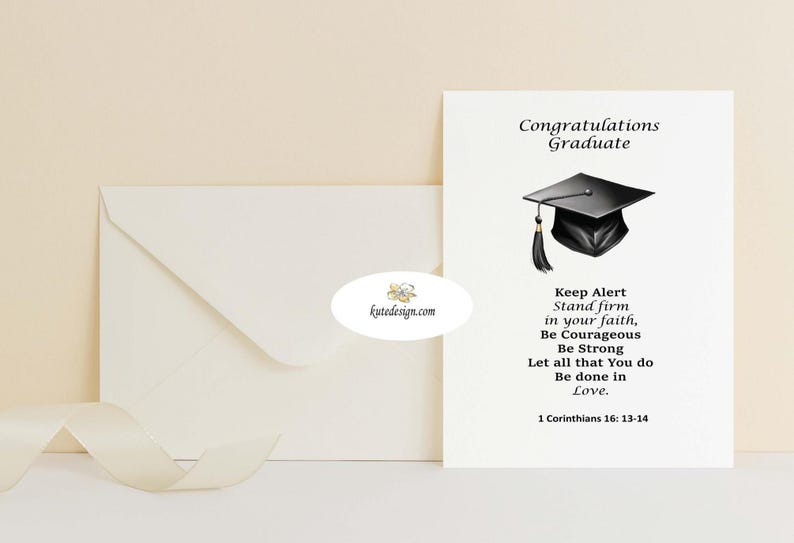 Printable Christian Graduation Card, Scripture Greeting Card, Neutral ...