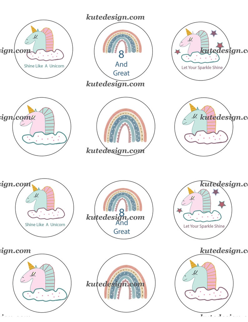 Girl Cupcake Toppers, Printable Cake Toppers, Unicorn Birthday, Unicorn ...