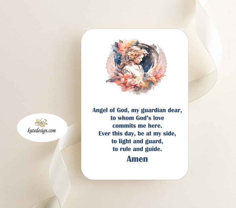 Printable Prayer Card, Digital Download, Catholic Prayer Card, Angel of ...