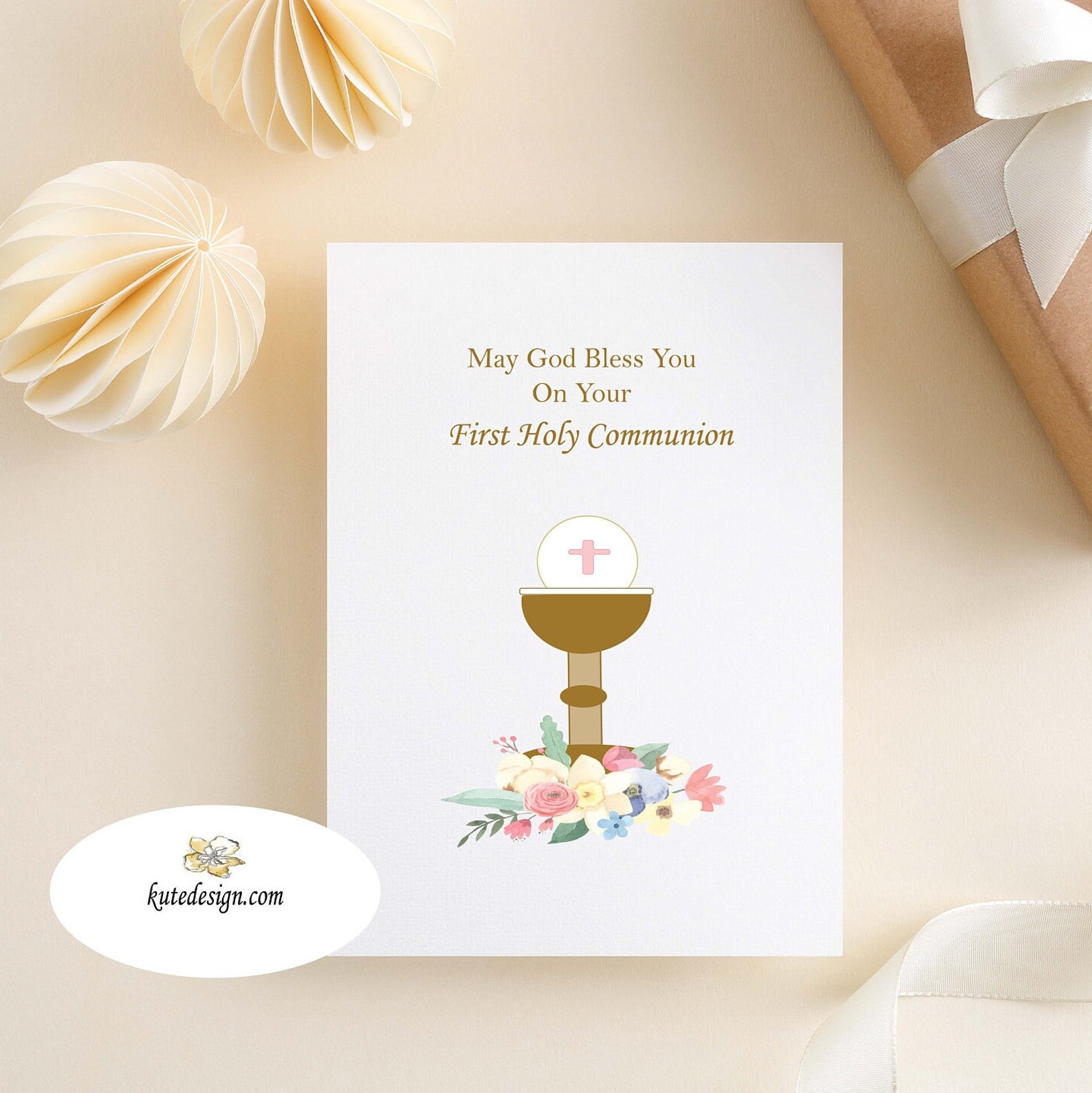 Printable First Holy Communion Card, Girl First Communion Card, Digital ...