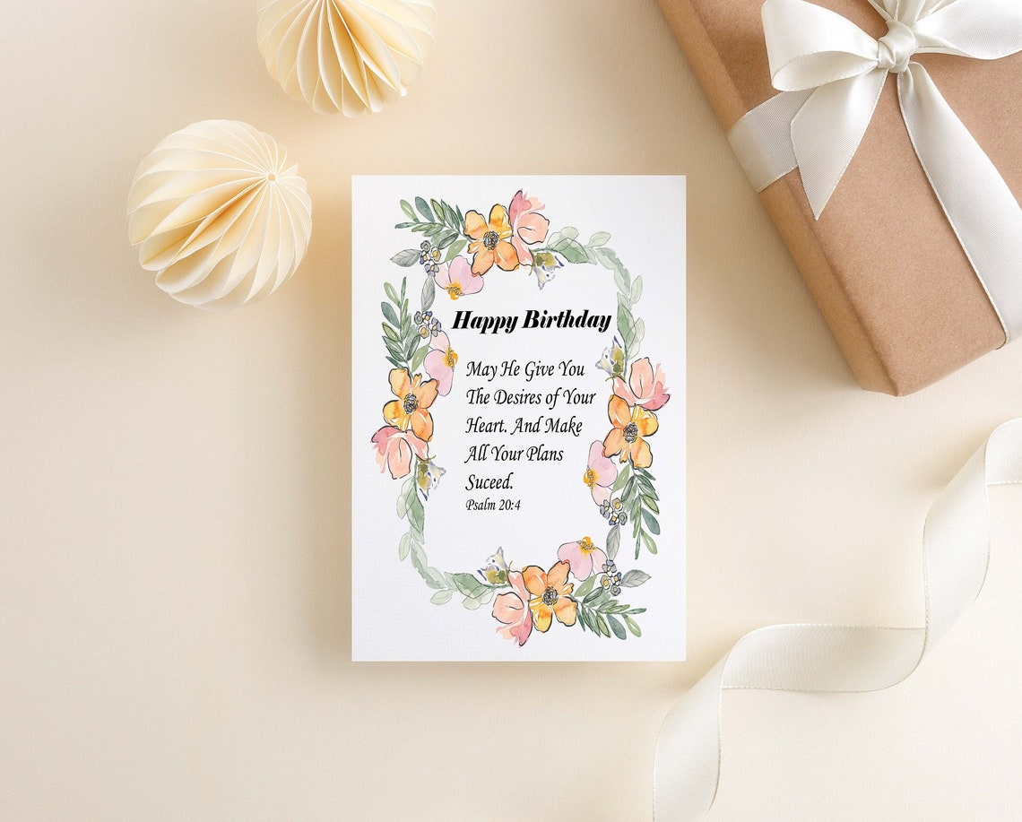 Printable Religious Birthday Card, Bible Verse Card, Spiritual Birthday ...