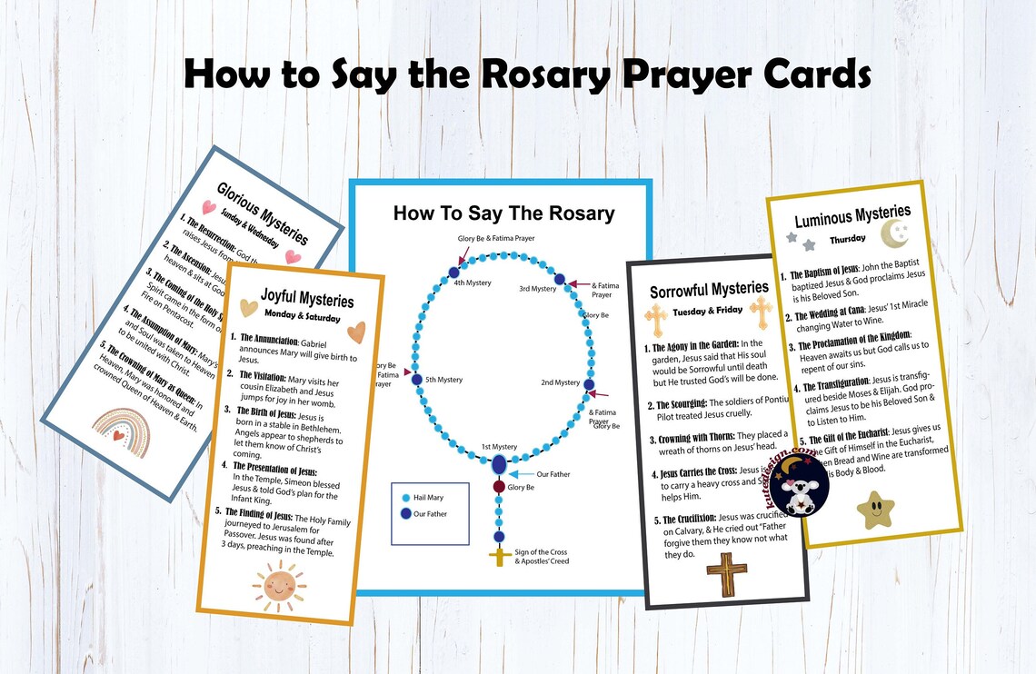 How to Say the Rosary Prayer Cards, Children's Printable Rosary Cards ...