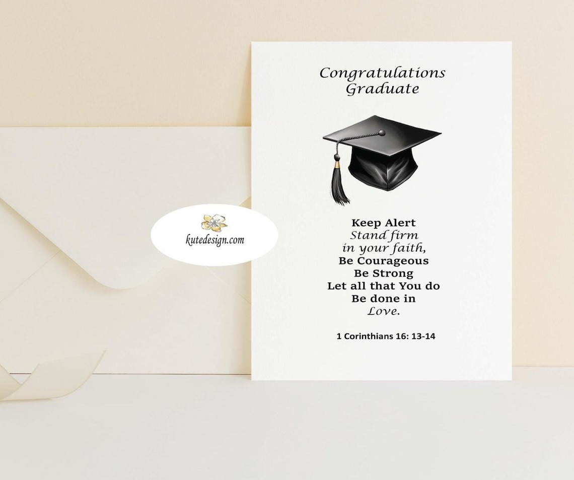 Printable Christian Graduation Card, Scripture Greeting Card, Neutral ...