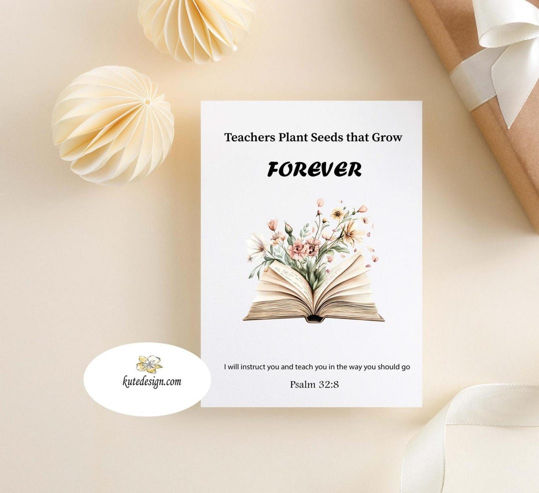 Teacher Appreciation Card, Digital Download, Printable Religious ...