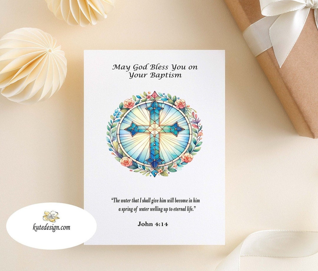 Printable Baptism Card, Instant Download, Baptism Scripture Card ...