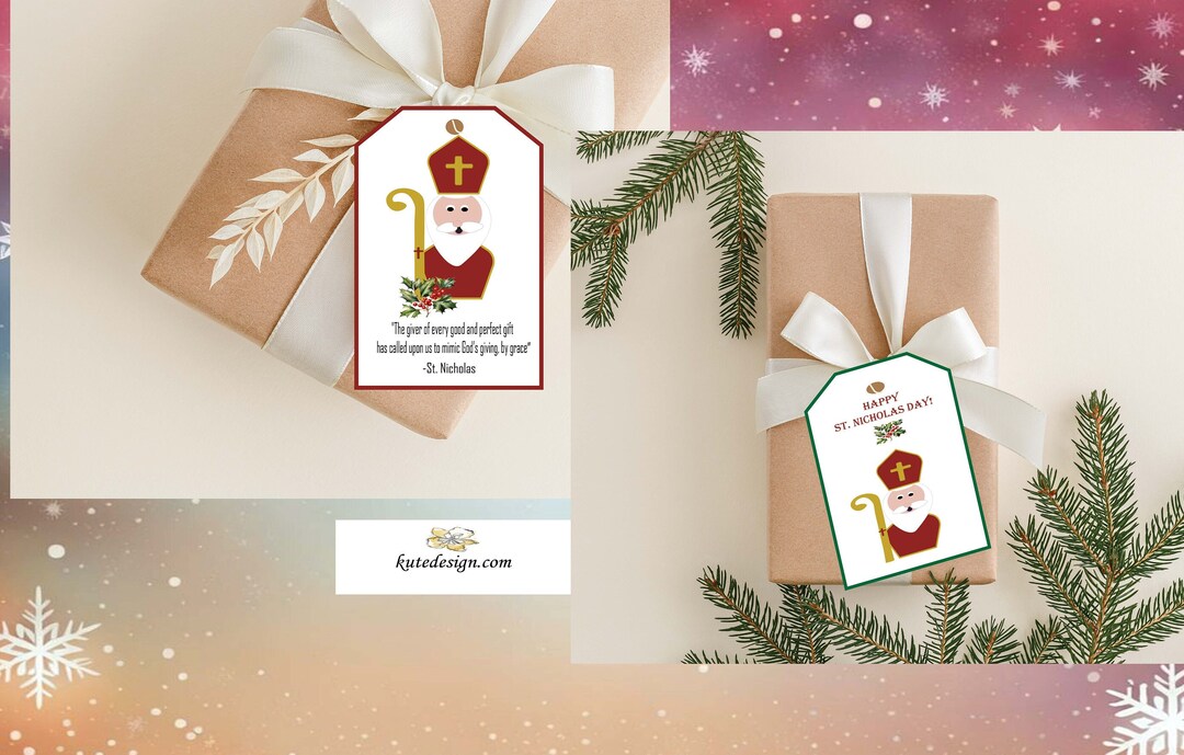 Set of 2 Printable St. Nicholas Tags St. Nick Day St. - Etsy