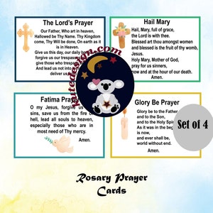 Catholic Prayer Cards, Rosary Prayers for Children, Kid Prayer Cards ...