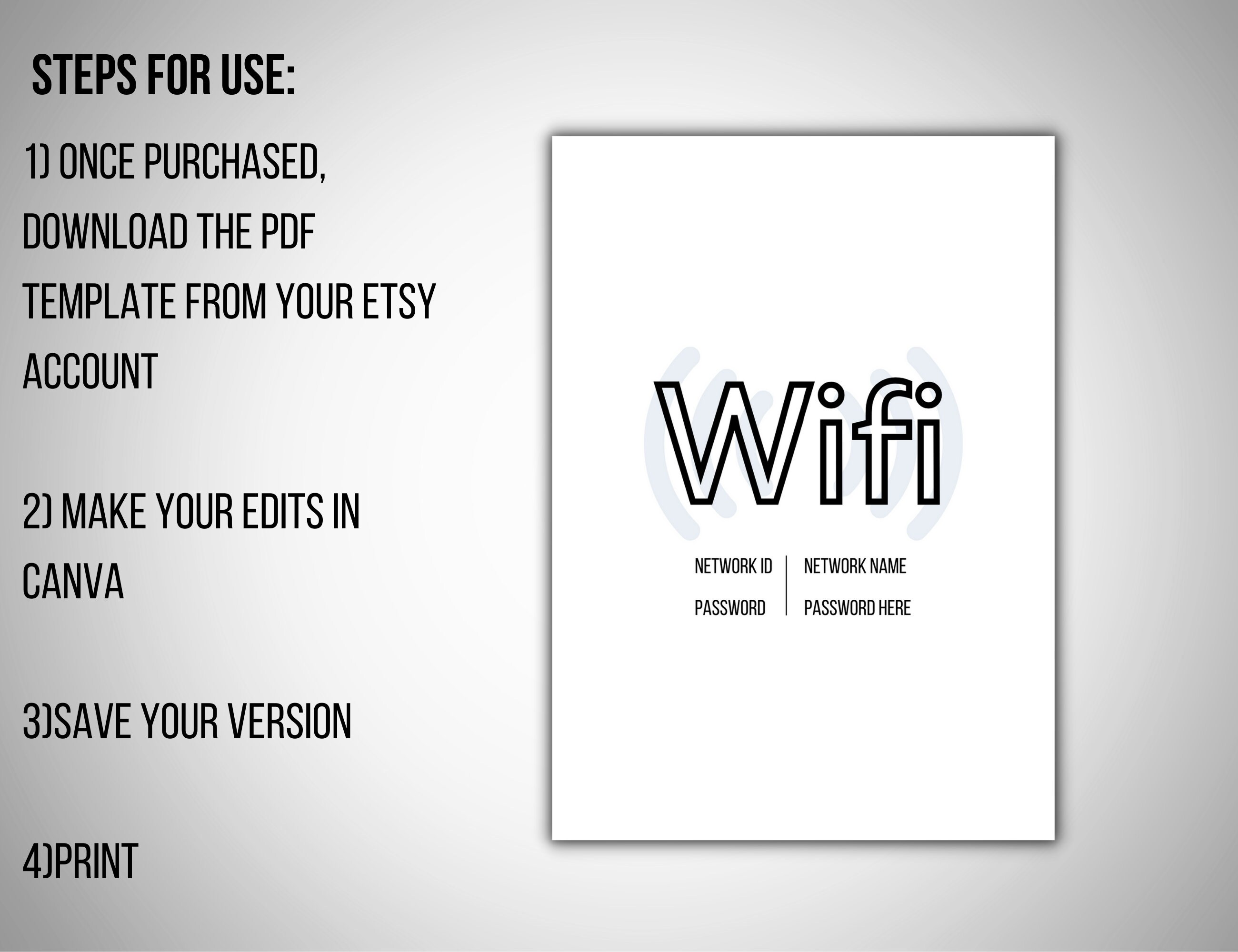 Wifi Password Sign Printable Wifi Sign Wifi Password | Etsy