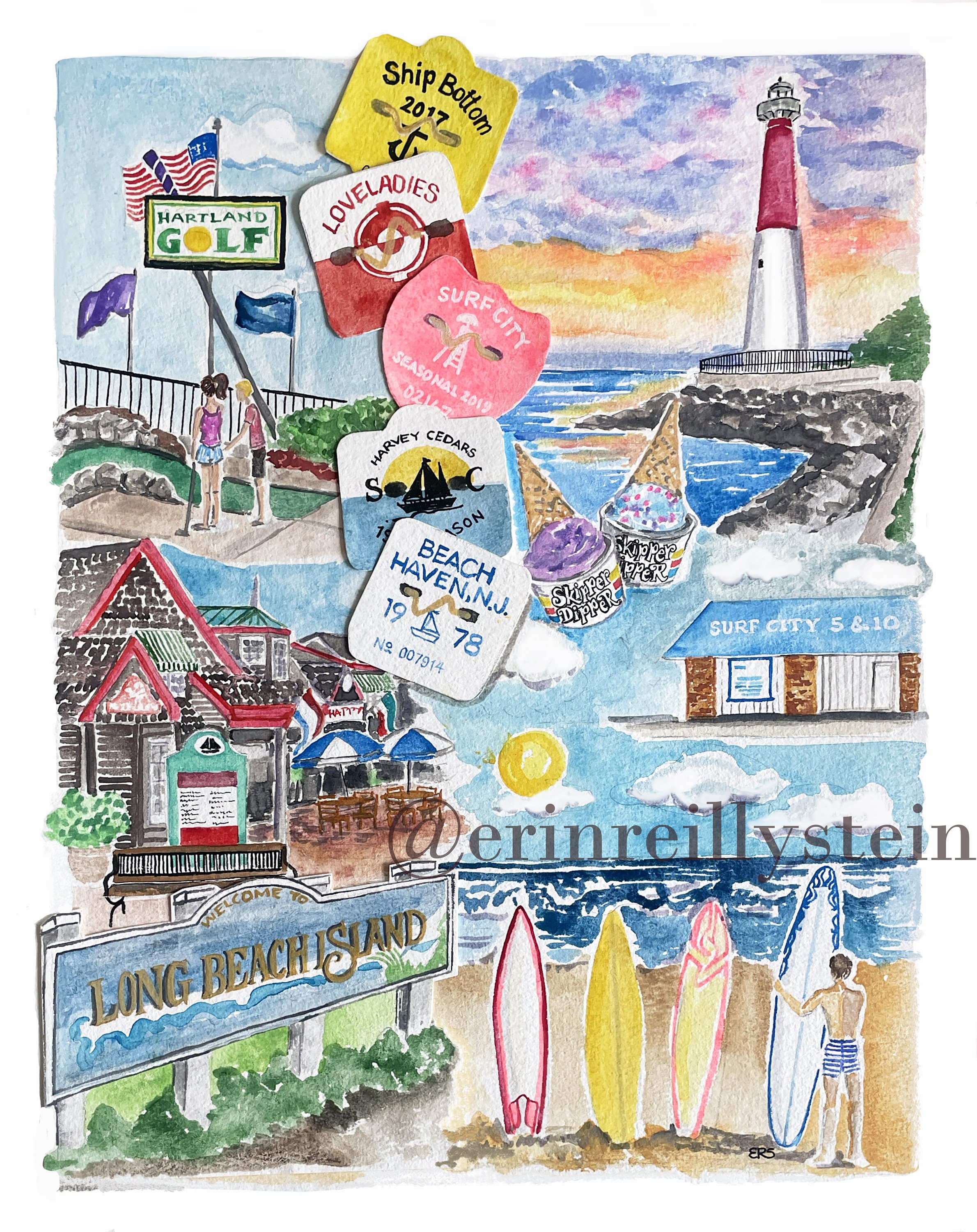 Long Beach Island Watercolor Print - Etsy
