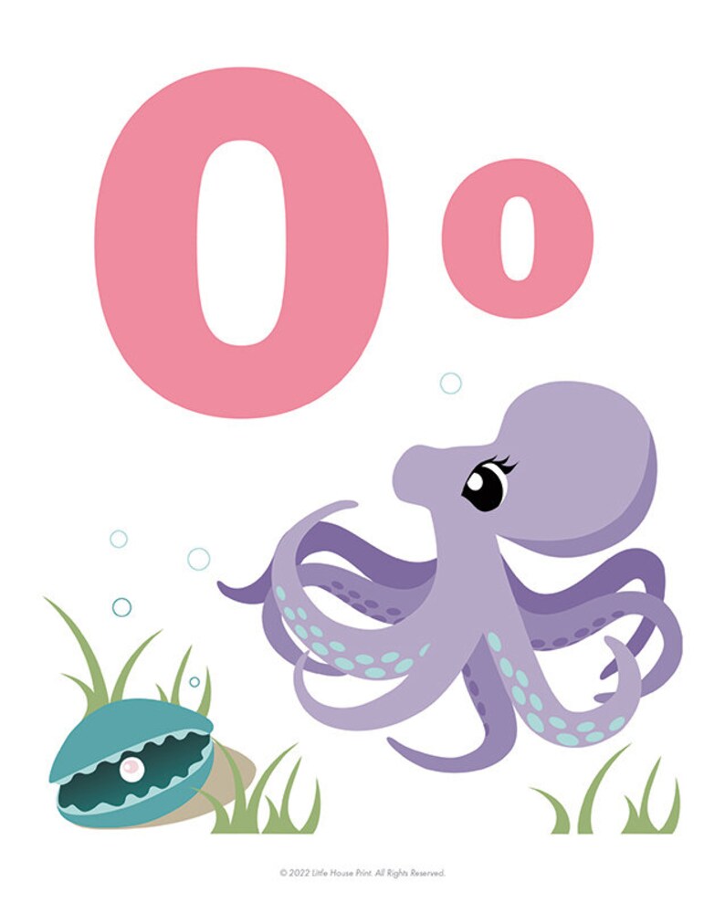 LETTER O Animal Alphabet Graphic Print - Etsy