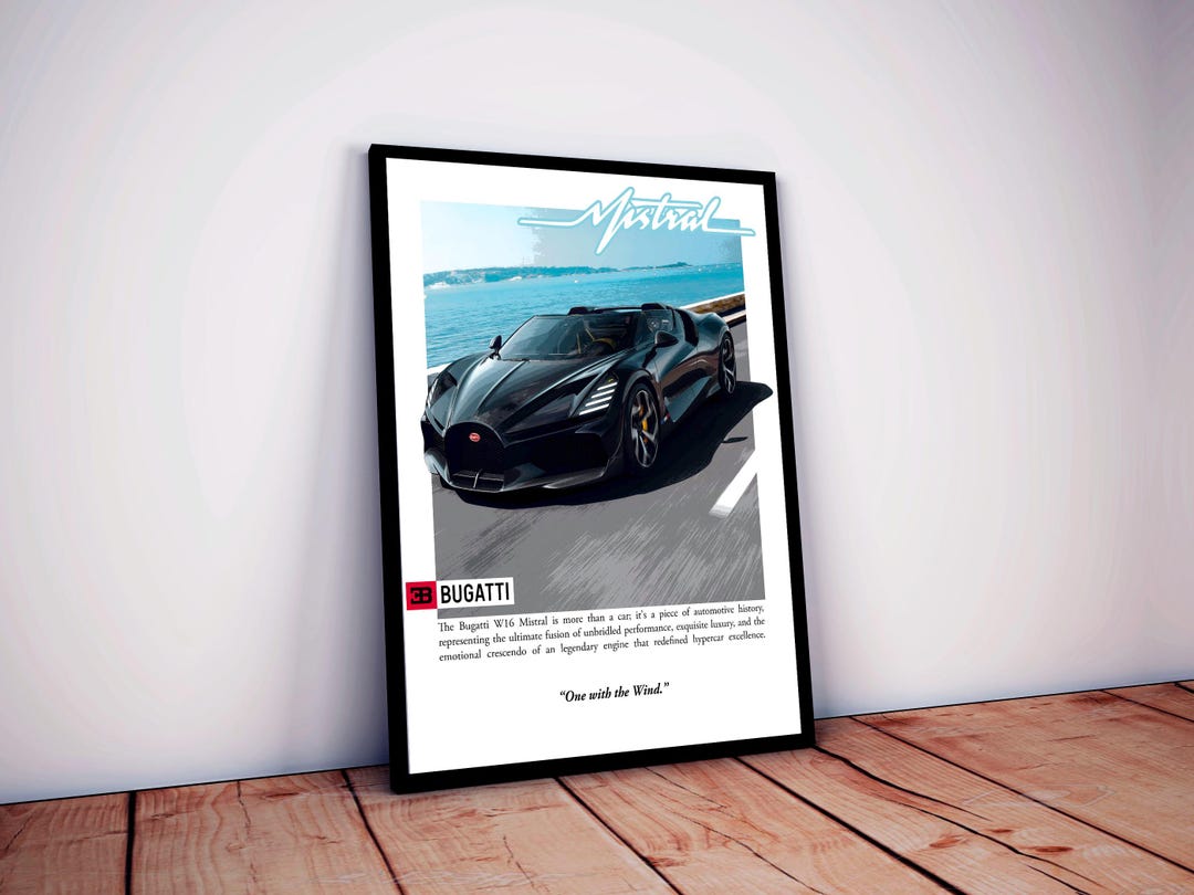 Printable 2024 Bugatti W16 Mistral Digital Poster | Supercar Wall Art ...