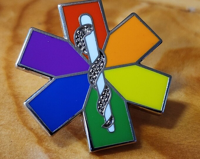 Rainbow Star of Life Nursing Ambulance EMT Paramedic Brooch Pin Unique ...
