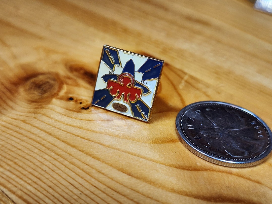 Red Blue and White Brigade Style Pin - Very Cool Fun Colour Brooch Pin ...