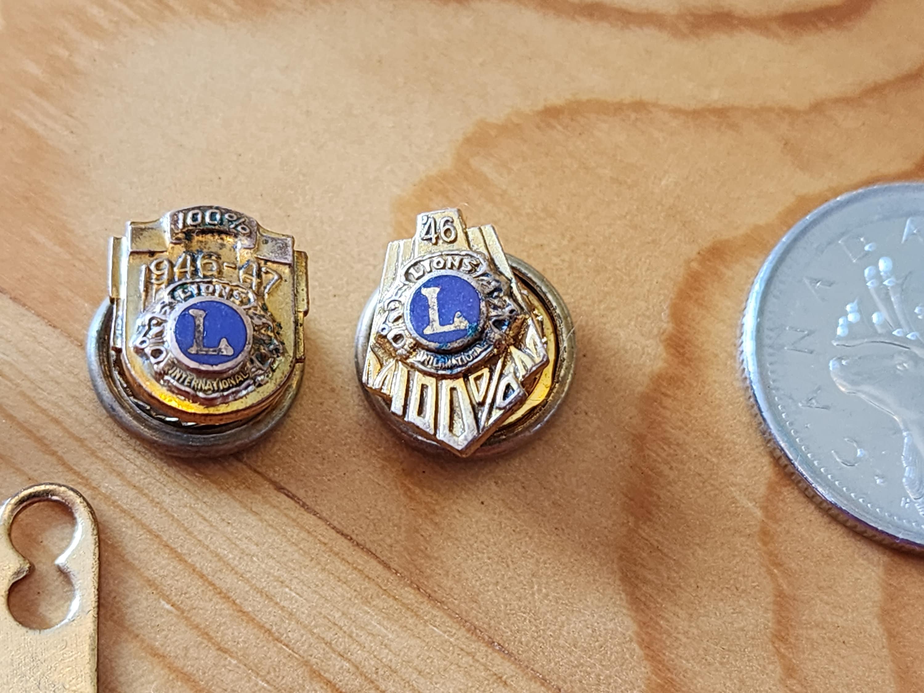 Three 100% Attendance Lions Pins From 1946, 1947, 1959, 1960 Beautiful ...
