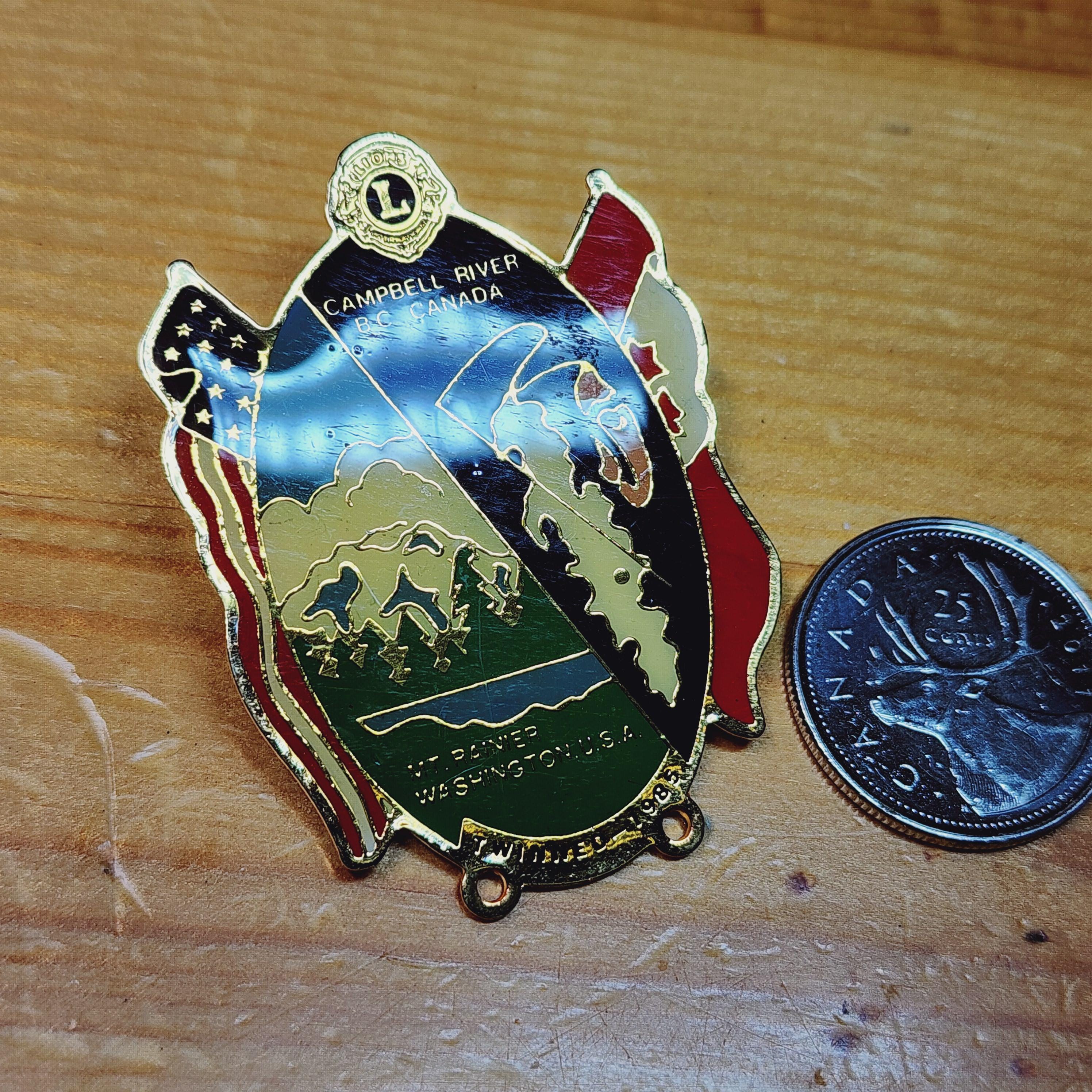Vintage Enamel Brooch Pin – Lions Campbell River BC, Mt. Rainier USA - Etsy