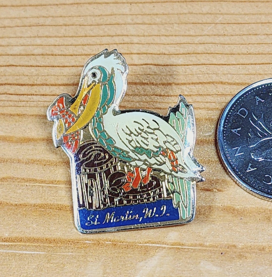 Vintage St Martin Pelican Enamel Brooch, Rare Lapel Pin - Etsy