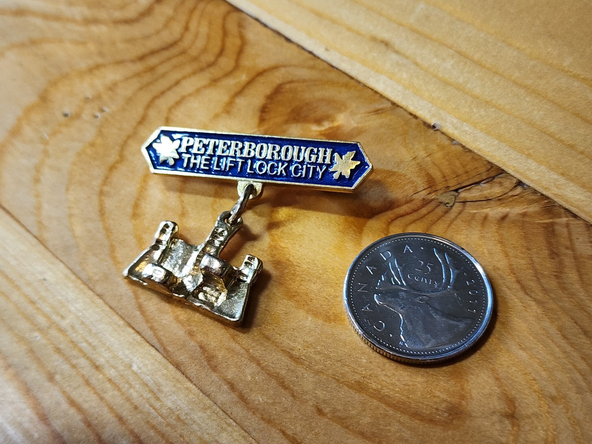 Vintage Peterborough Lift Lock Brooch – Gold Toned Enamel Pin - Etsy
