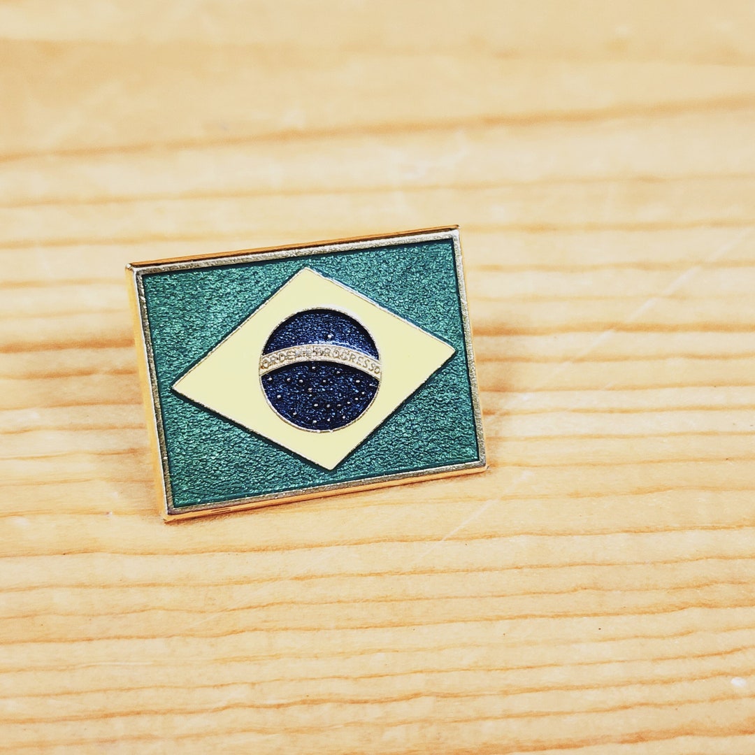 Flag of Brazil Beautiful Vintage Brazilian Flag Brooch Pin Unique Rare ...
