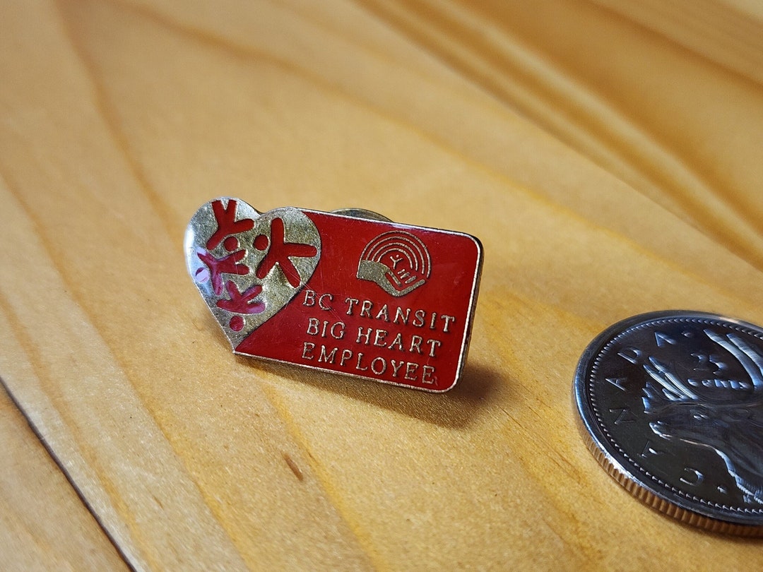 Vintage BC Transit Big Heart Employee Enamel Pin - Etsy