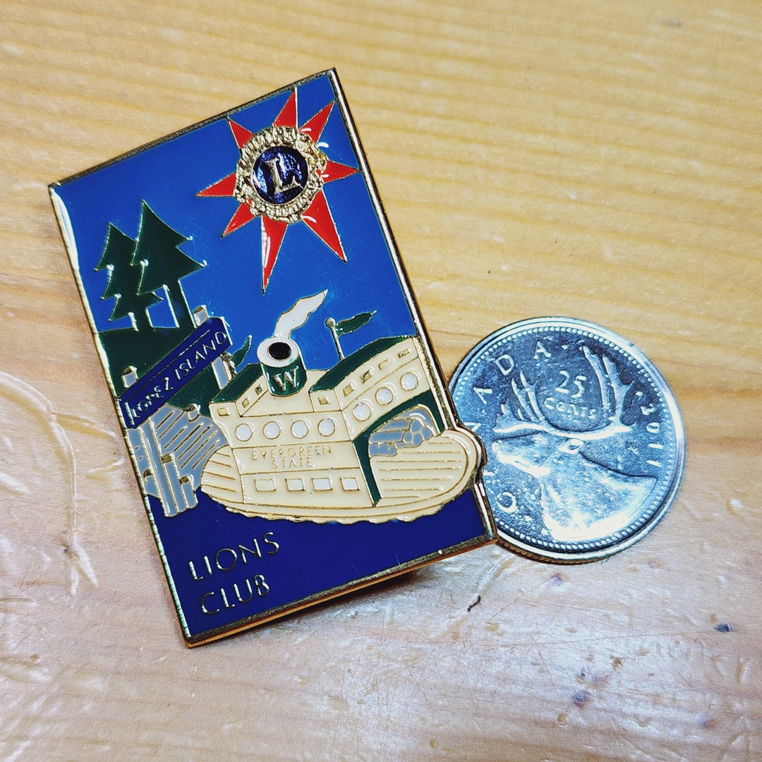 Vintage Lions Club Enamel Pin: Evergreen State Ferry, Lopez Island - Etsy