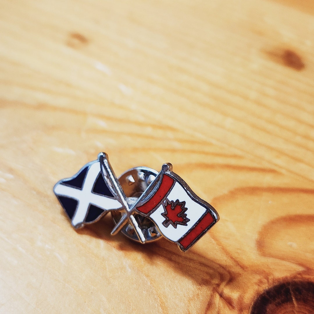 Canadian Flag With Another Flag flag of Scotland Brooch Pin Unique Rare ...