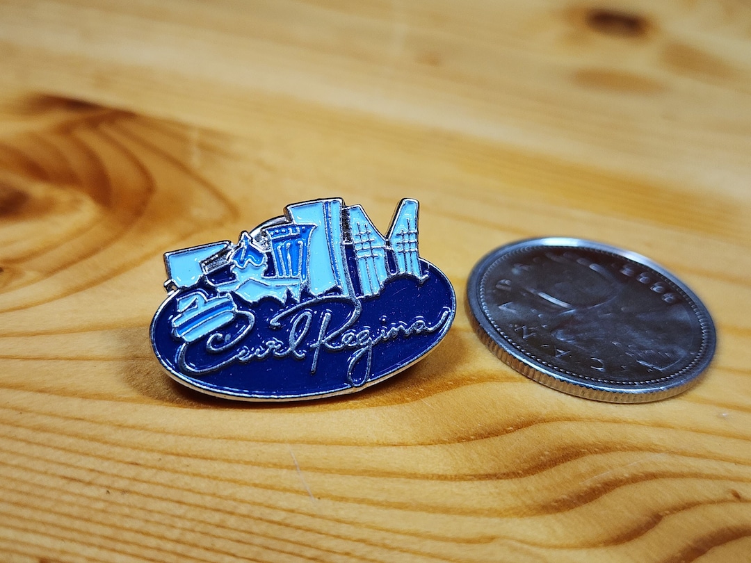 Regina Curl - Light Blue and Dark Blue Curling Club From Regina Brooch ...