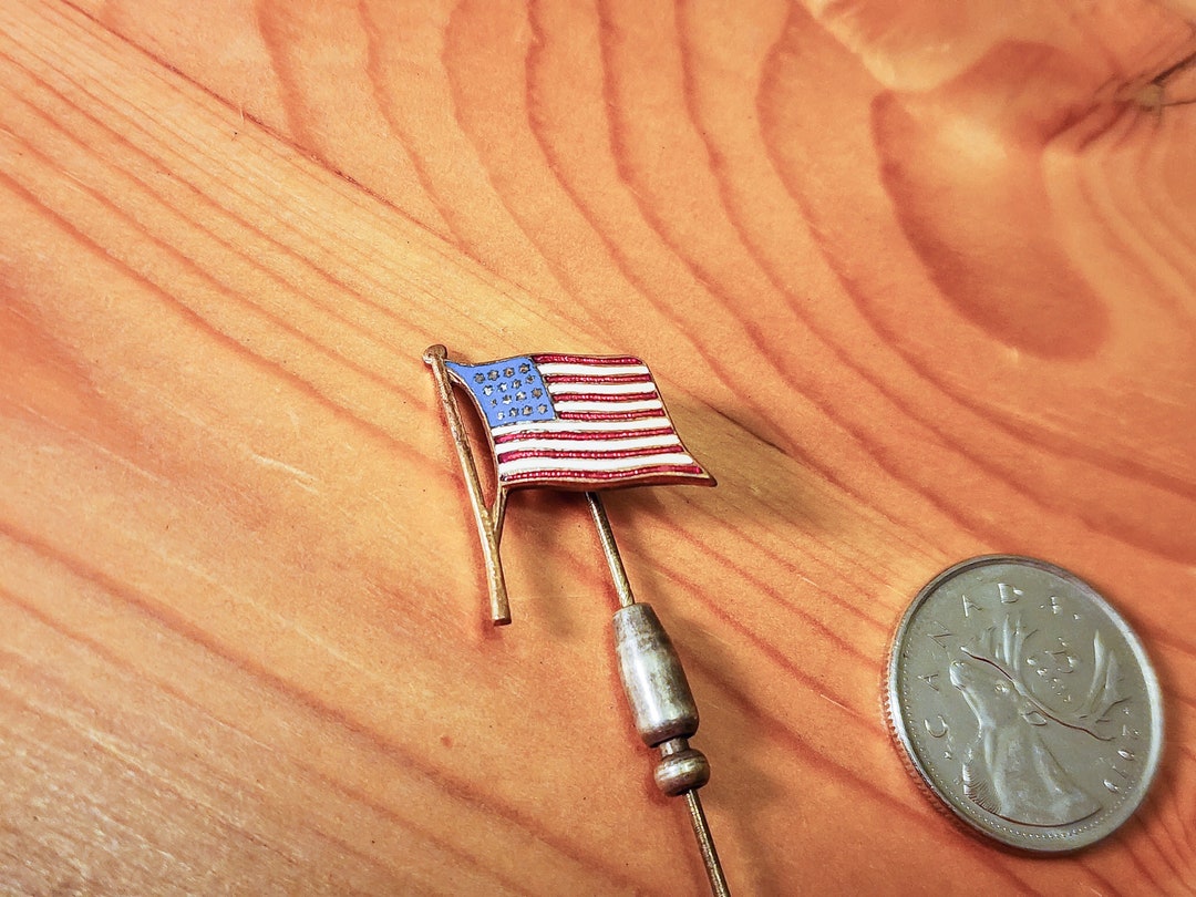USA Flag Stick Pin - Beautiful Vintage American Flag Brooch Pin Unique ...