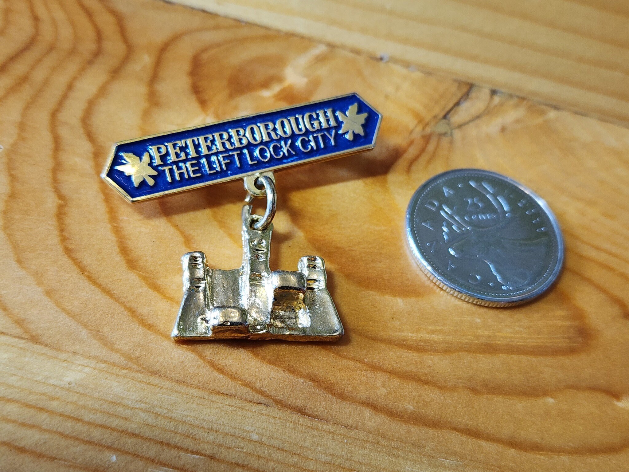 Vintage Peterborough Lift Lock Brooch – Gold Toned Enamel Pin - Etsy