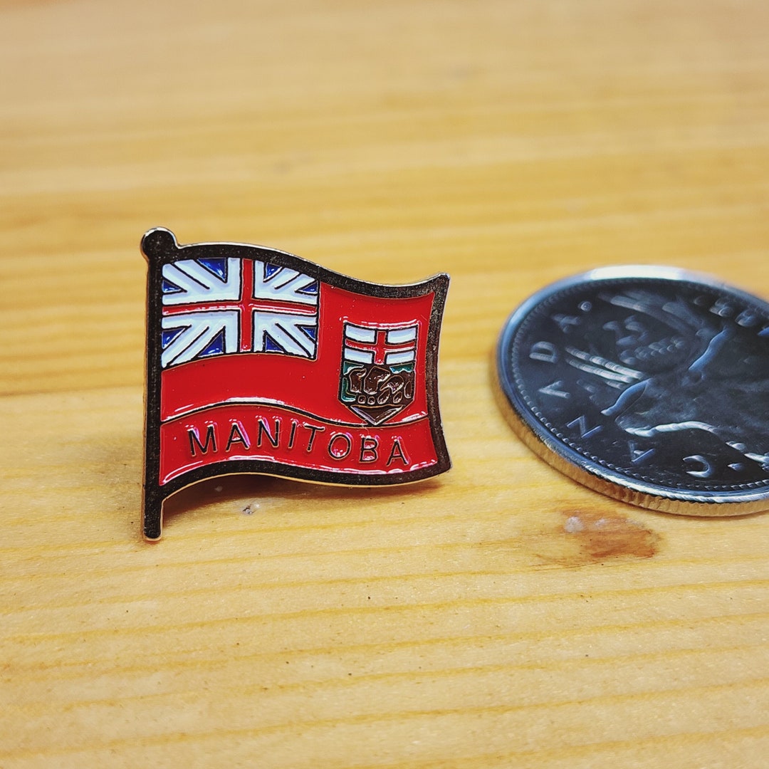 Manitoba Flag Coat of Arms - Manitoba Canada Brooch Pin Unique Rare Hat ...