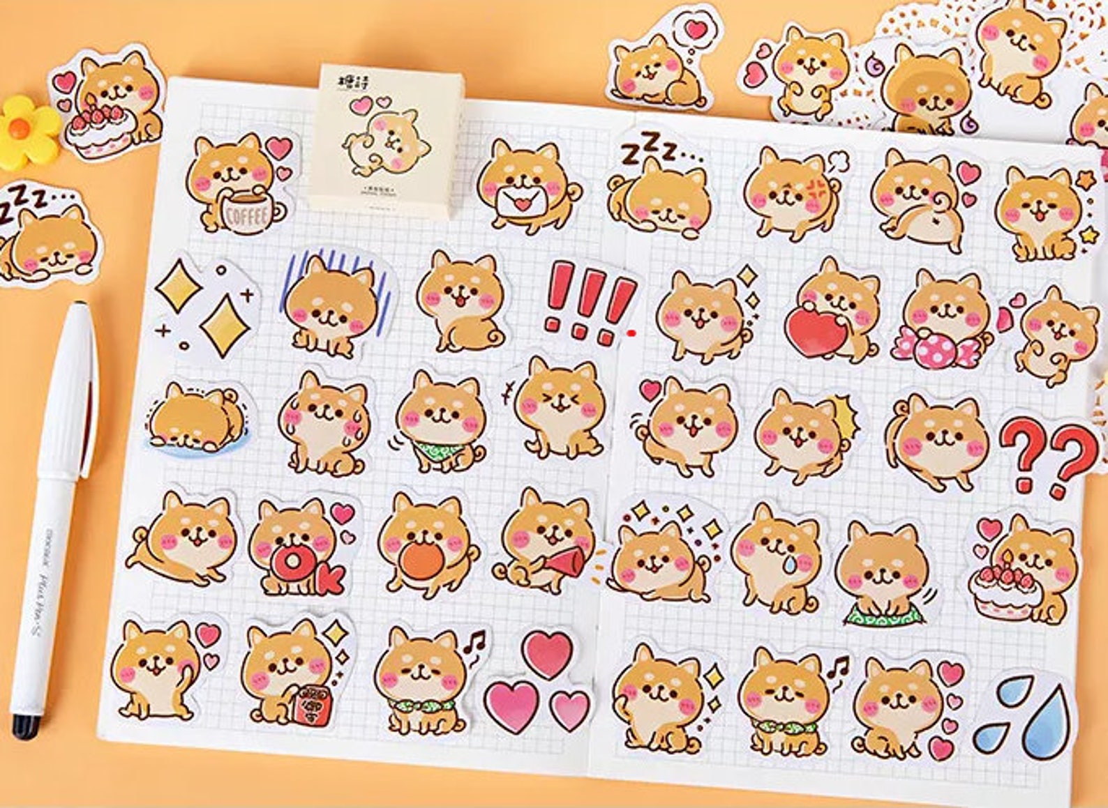 Cute Corgi Stickers 45 Pcs/box - Etsy