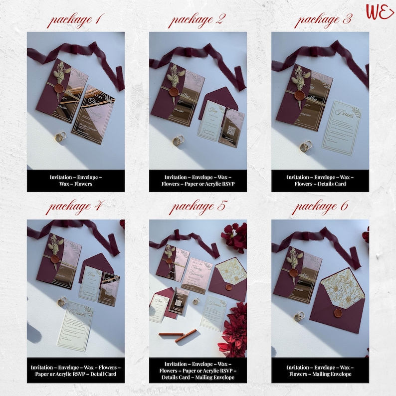 Mirror Rose Gold Acrylic Wedding Invitation Suite – Luxury 2mm Wedding ...