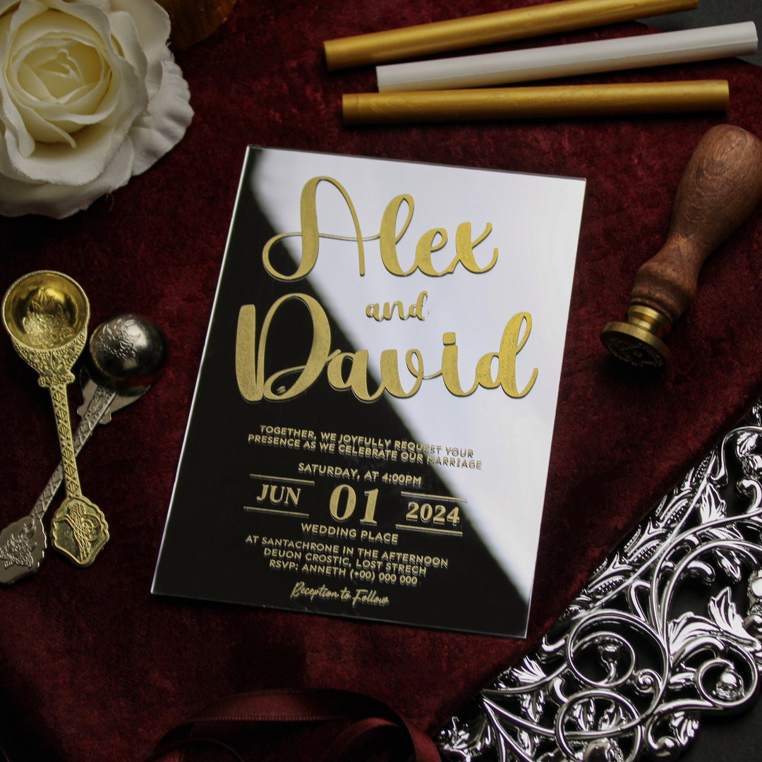 Foil Mirror Wedding Invitation: Acrylic Quinceañera Invite Set - Etsy