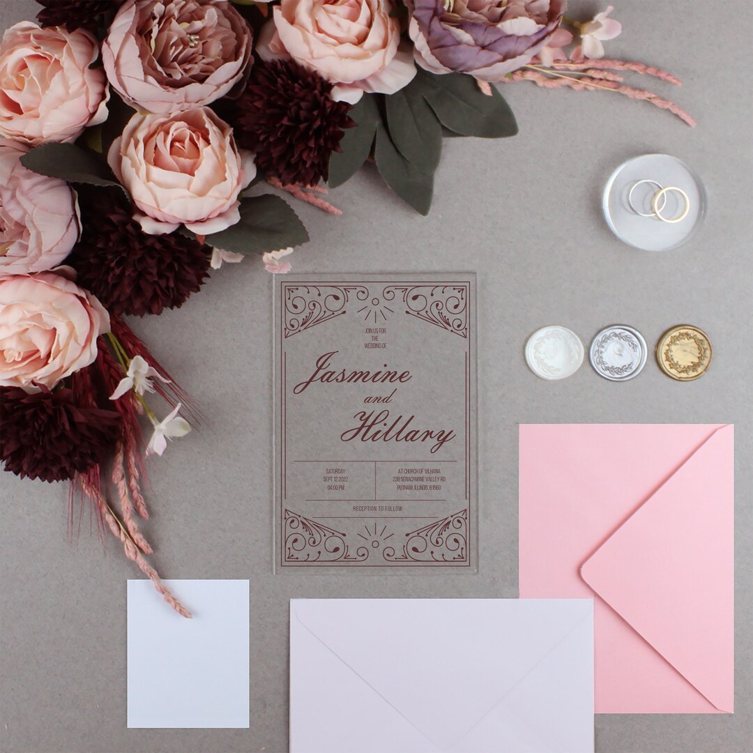 Acrylic Wedding Invitation Dusty Pink Party Invitations - Etsy