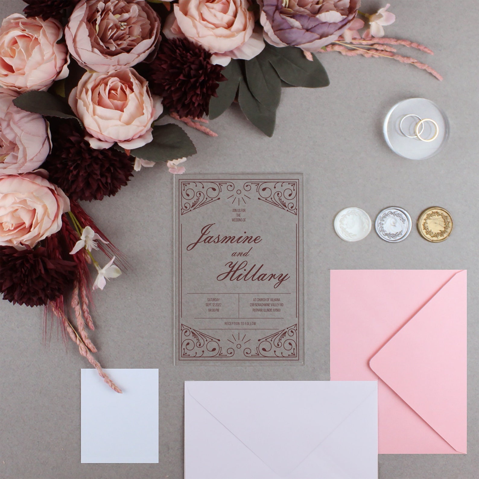 Acrylic Wedding Invitation Dusty Pink Party Invitations - Etsy