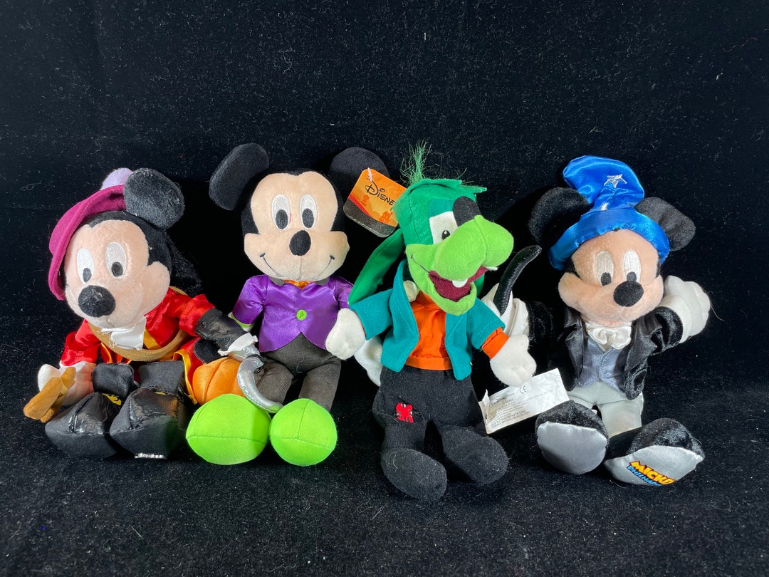 Disney Park 8 in Beanie Plush Mickey Mouse as Captain Hook & Vampire ...