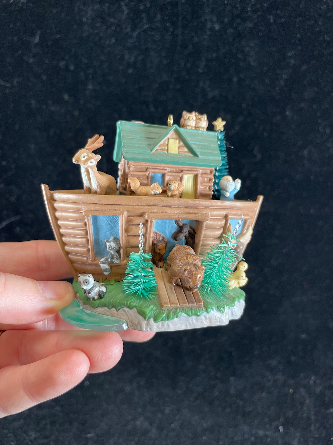 Hallmark Noah's Ark Christmas Tree Ornament With Miniature Trees 3 Inch ...