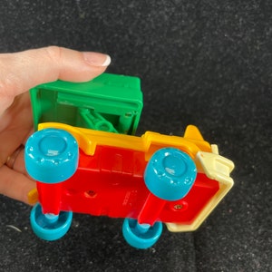 Playskool Pickup Dump Truck 3.5" Farm Yellow Cab Green Bed Blue Wheel ...