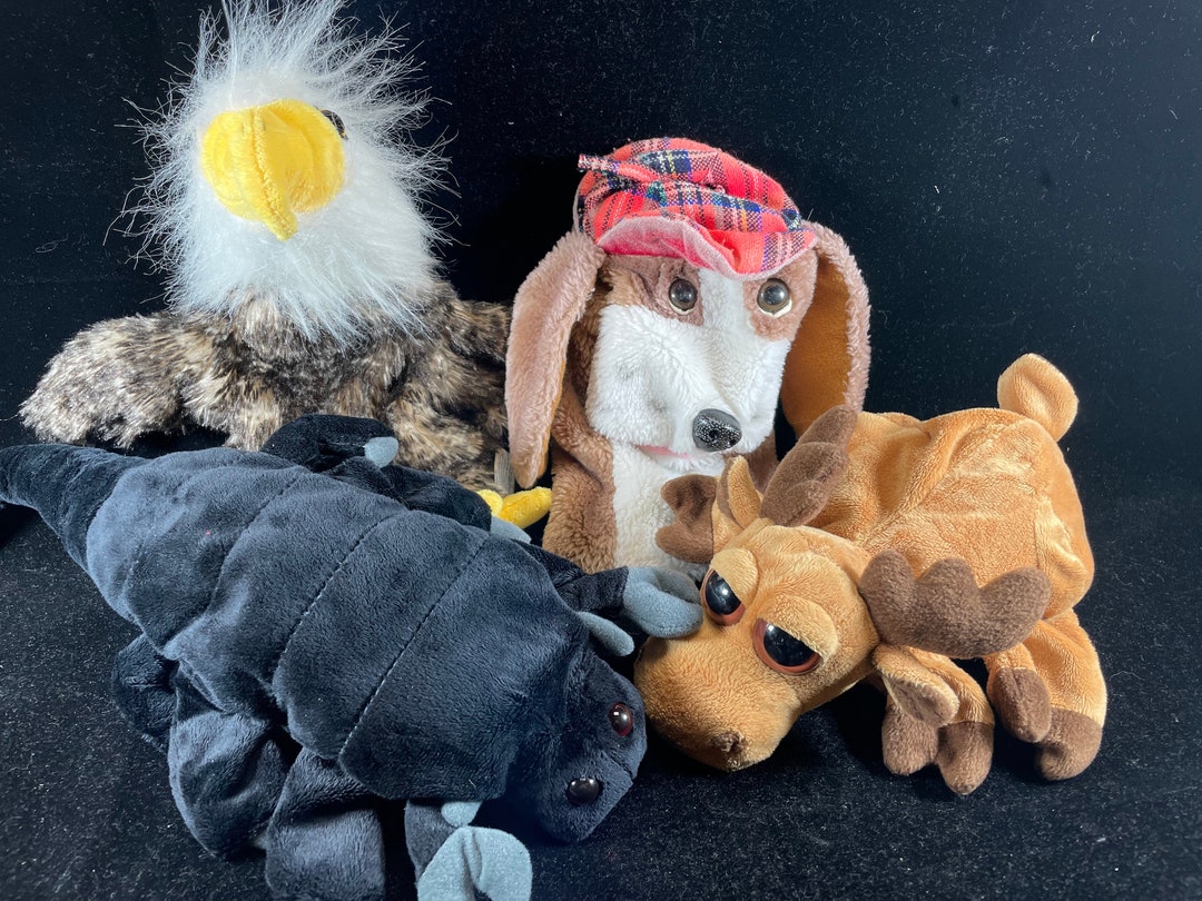 Vintage Hand Puppets, Shylock Basset Hound Hunting Dog, Scorpion, Eagle ...